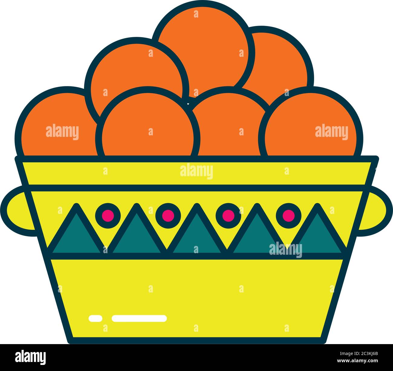 Indian laddu balls on bowl line and fill style icon design, India ...