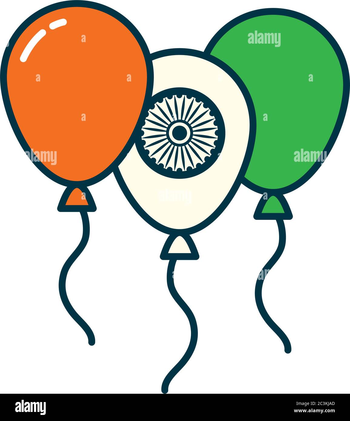Indian balloons line and fill style icon design, India culture travel ...