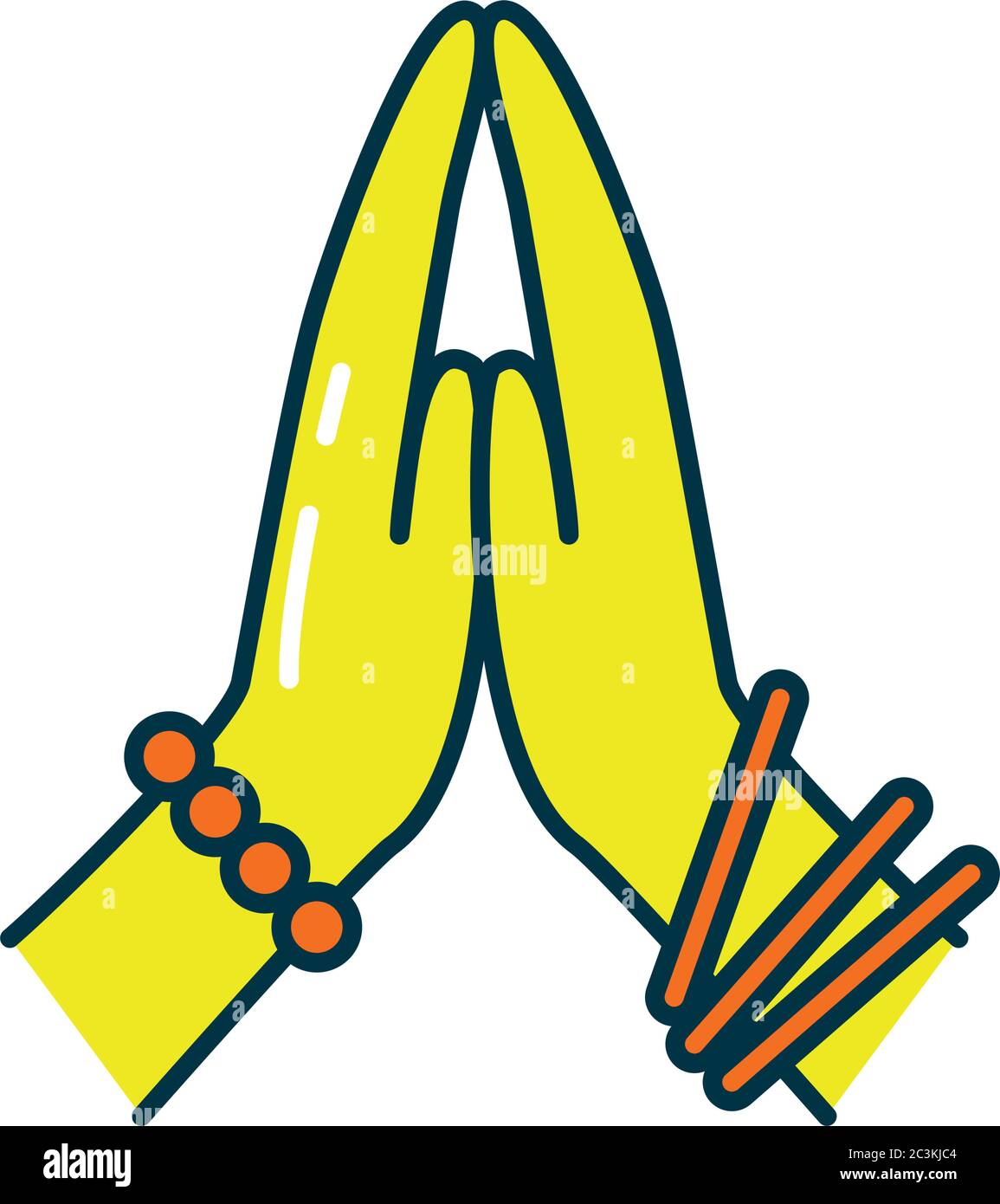 Indian namaste hands line and fill style icon design, India culture ...