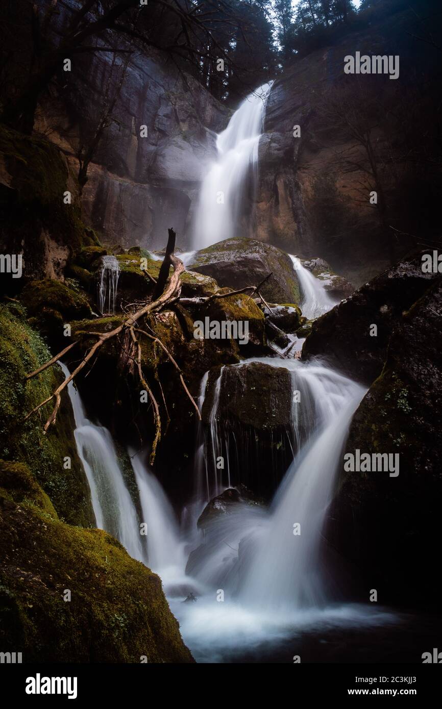Vertical shot of the famous beautiful Golden Falls in Oregon on a rainy day Stock Photo - Alamy
