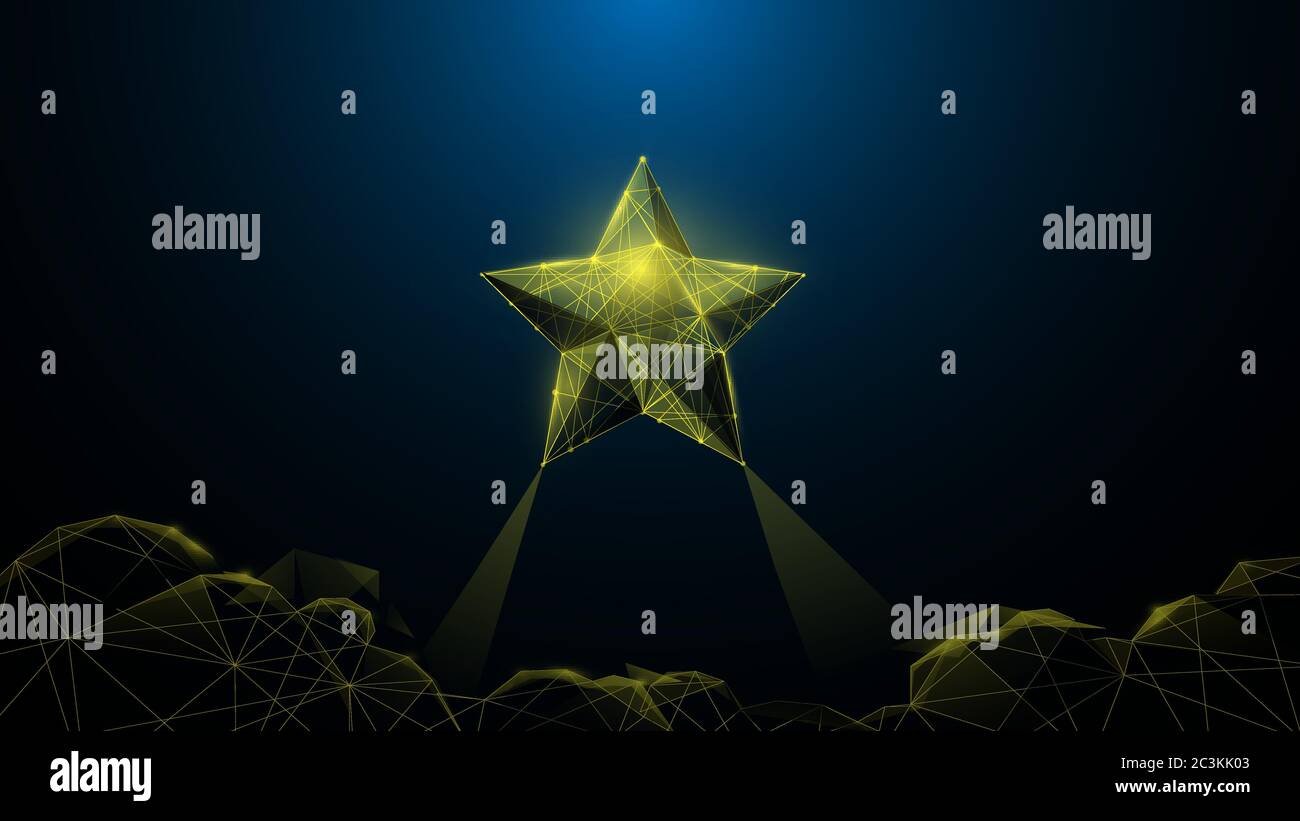 Follow Your Dreams Concept, Star Over Clouds on Background. Low Poly ...