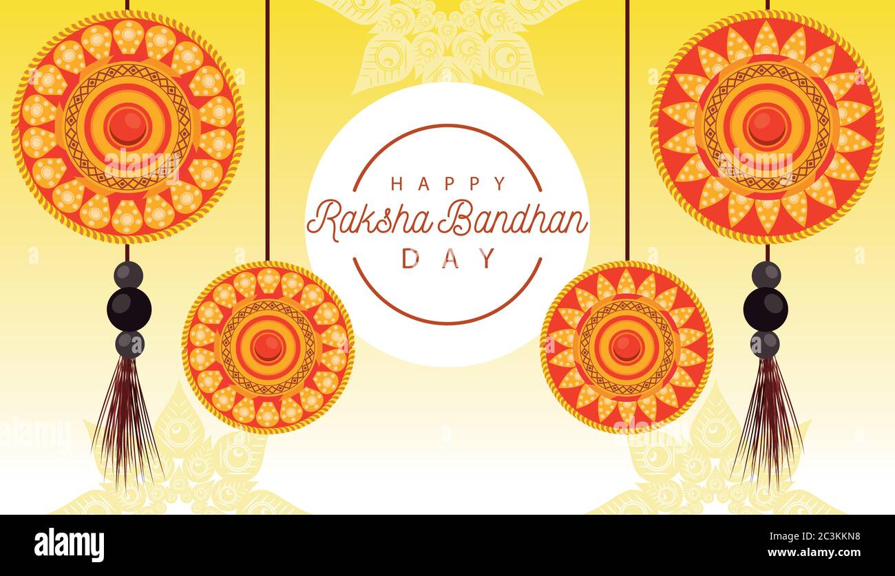 India Raksha Bandhan flowers decoration frame vector illustration ...