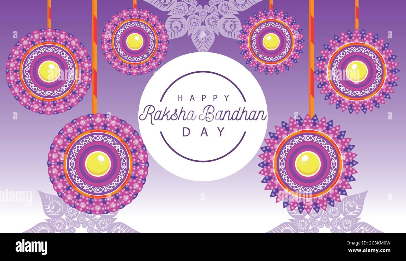 India Raksha Bandhan flowers decoration frame vector illustration ...