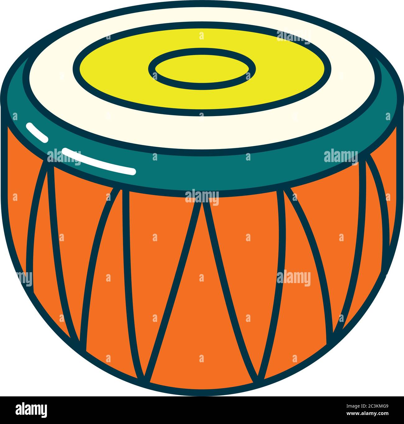 Indian drum line and fill style icon design, India culture travel and ...