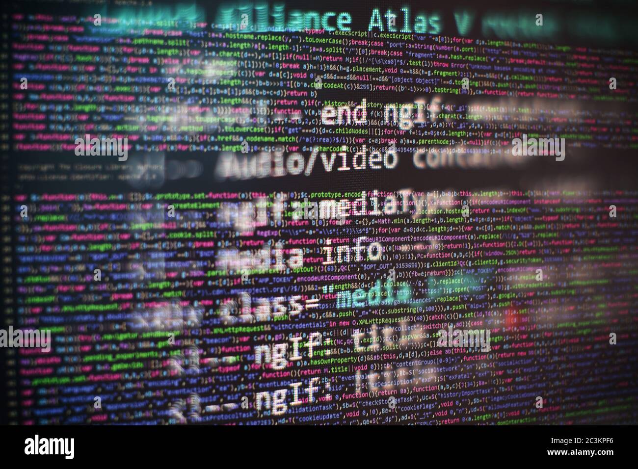 Css Javascript And Html Usage Monitor Closeup Of Function Source Code Abstract It Technology