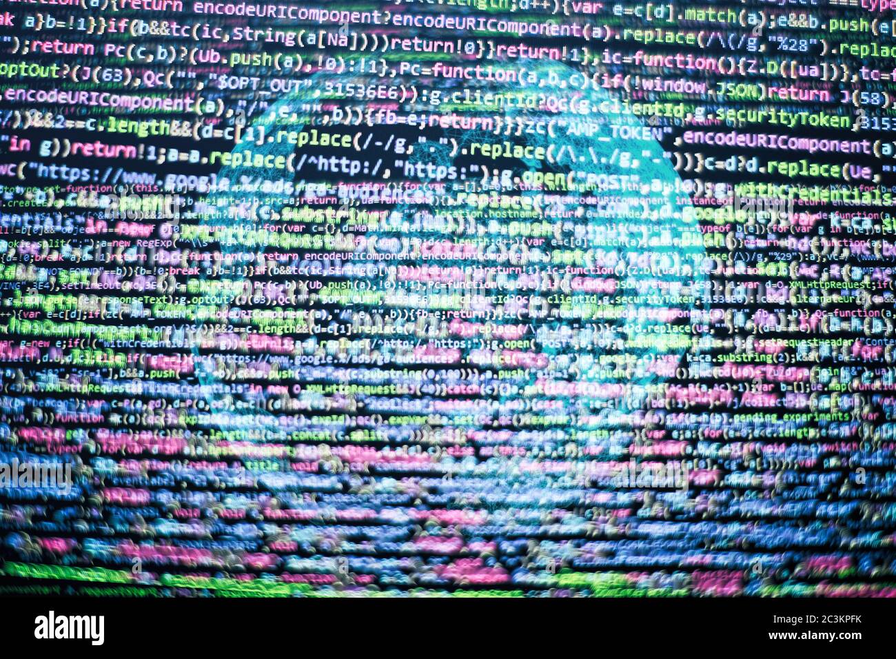 Css Javascript And Html Usage Monitor Closeup Of Function Source Code Abstract It Technology