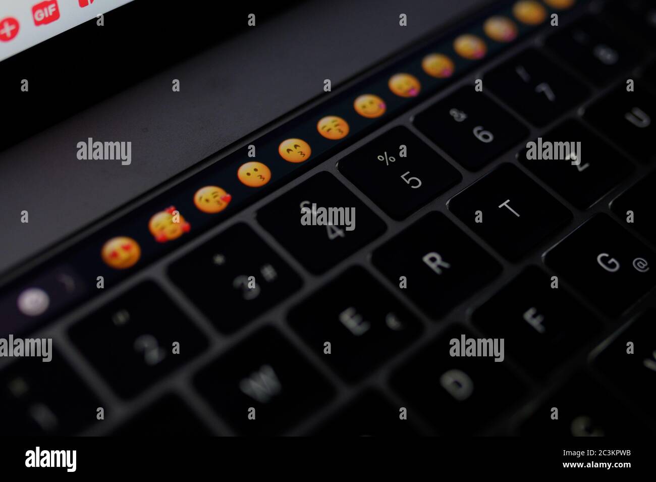 Modern laptop with smiles Stock Photo - Alamy