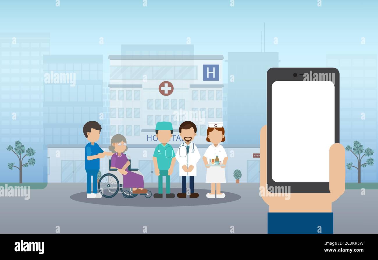 Senior patient use phone Stock Vector Images - Alamy