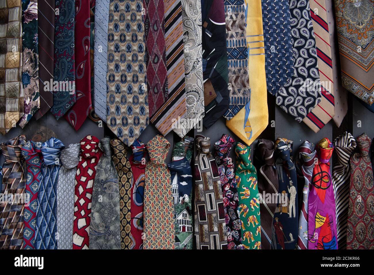 Closeup shot of a lot of ties with different colors and patterns Stock ...