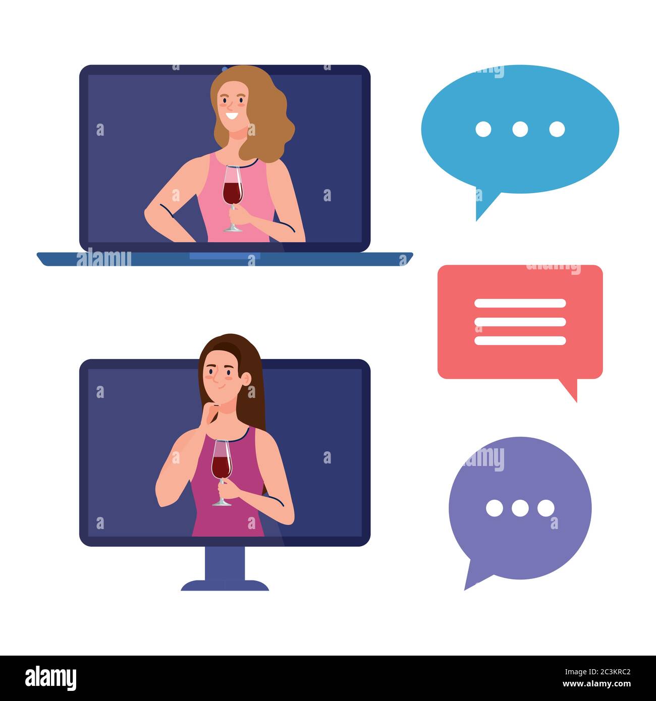 Online party women in Stock Vector Images - Alamy