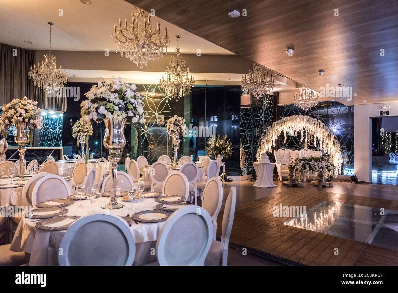 Closeup shot of outdoor wedding table set up Stock Photo - Alamy
