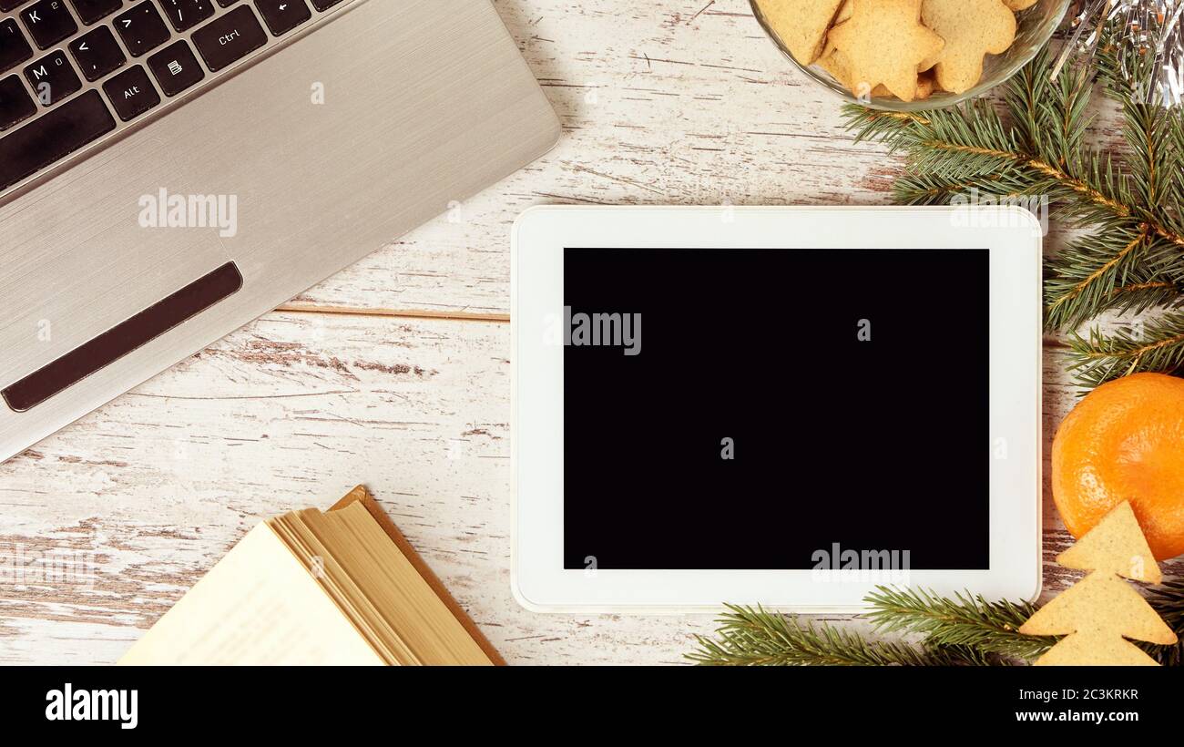 Computer work. Business. New Year. Modern technology Stock Photo - Alamy