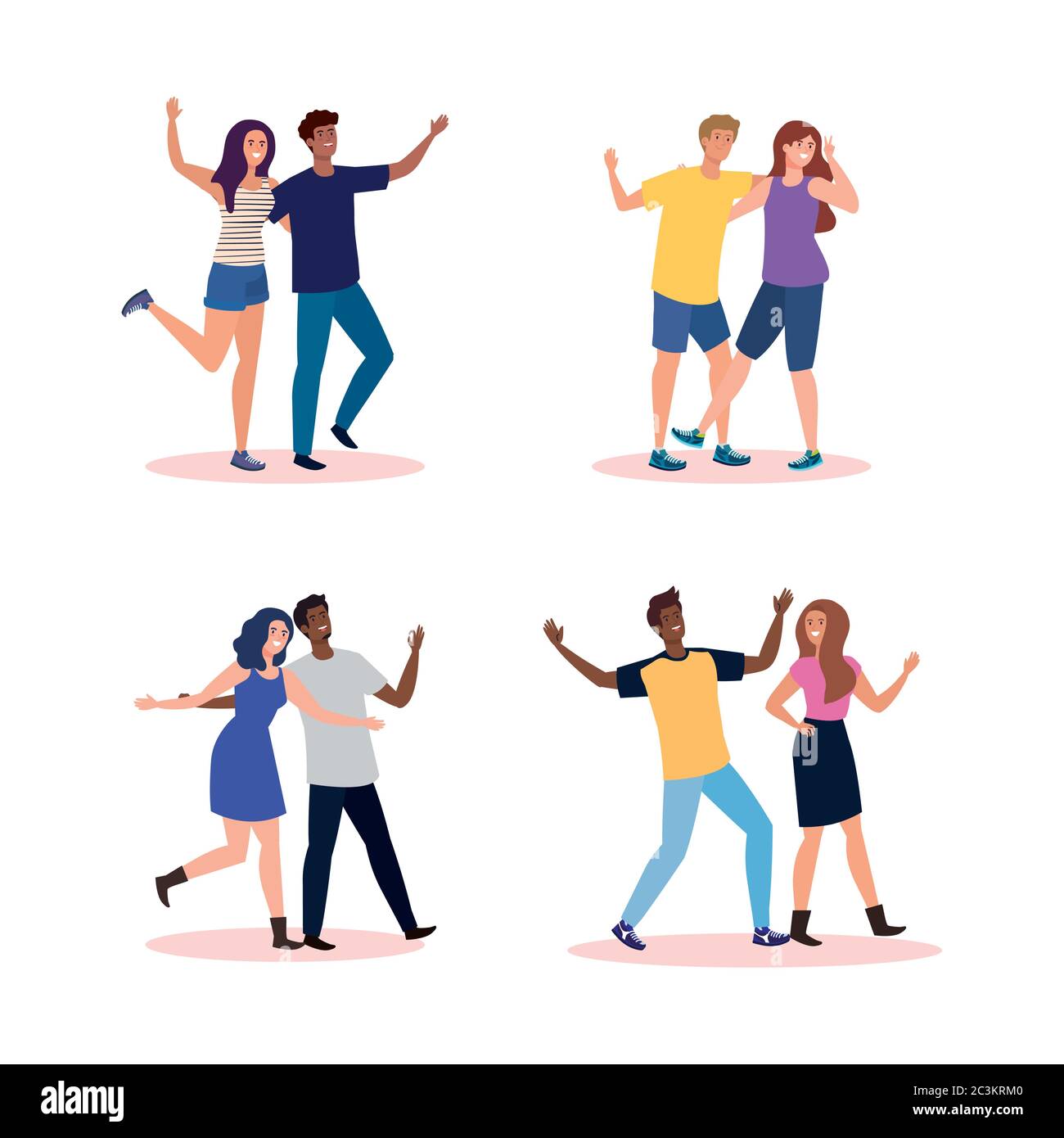 happy characters, set scenes of young people happy, friendship ...