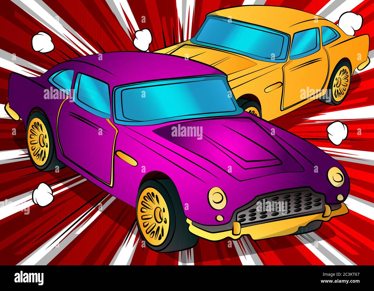 Comic book style, cartoon vector illustration of a cool sports car ...