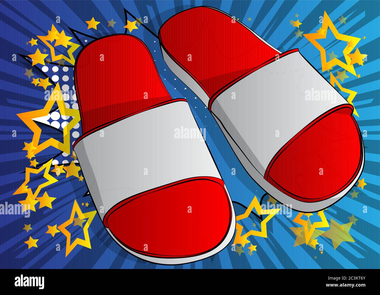 Comic book style, cartoon vector illustration of a pair of slippers ...