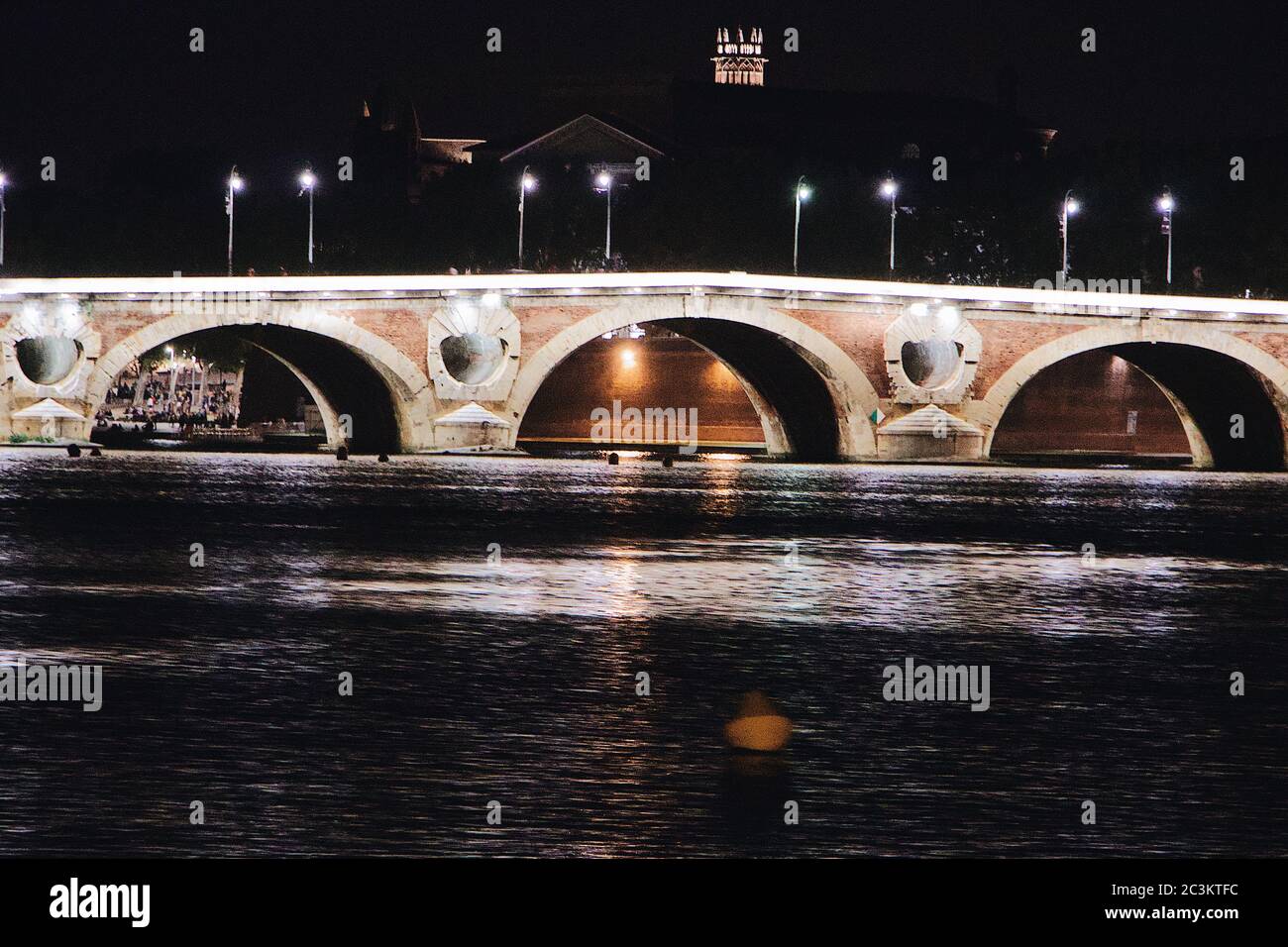 Bridge with street lights in an urban city at night Stock Photo - Alamy