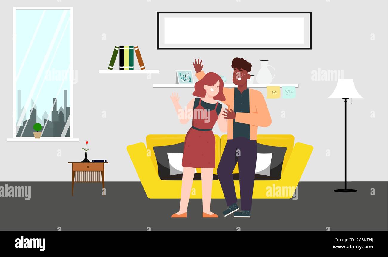 Young cute couple together Stock Vector Images - Alamy