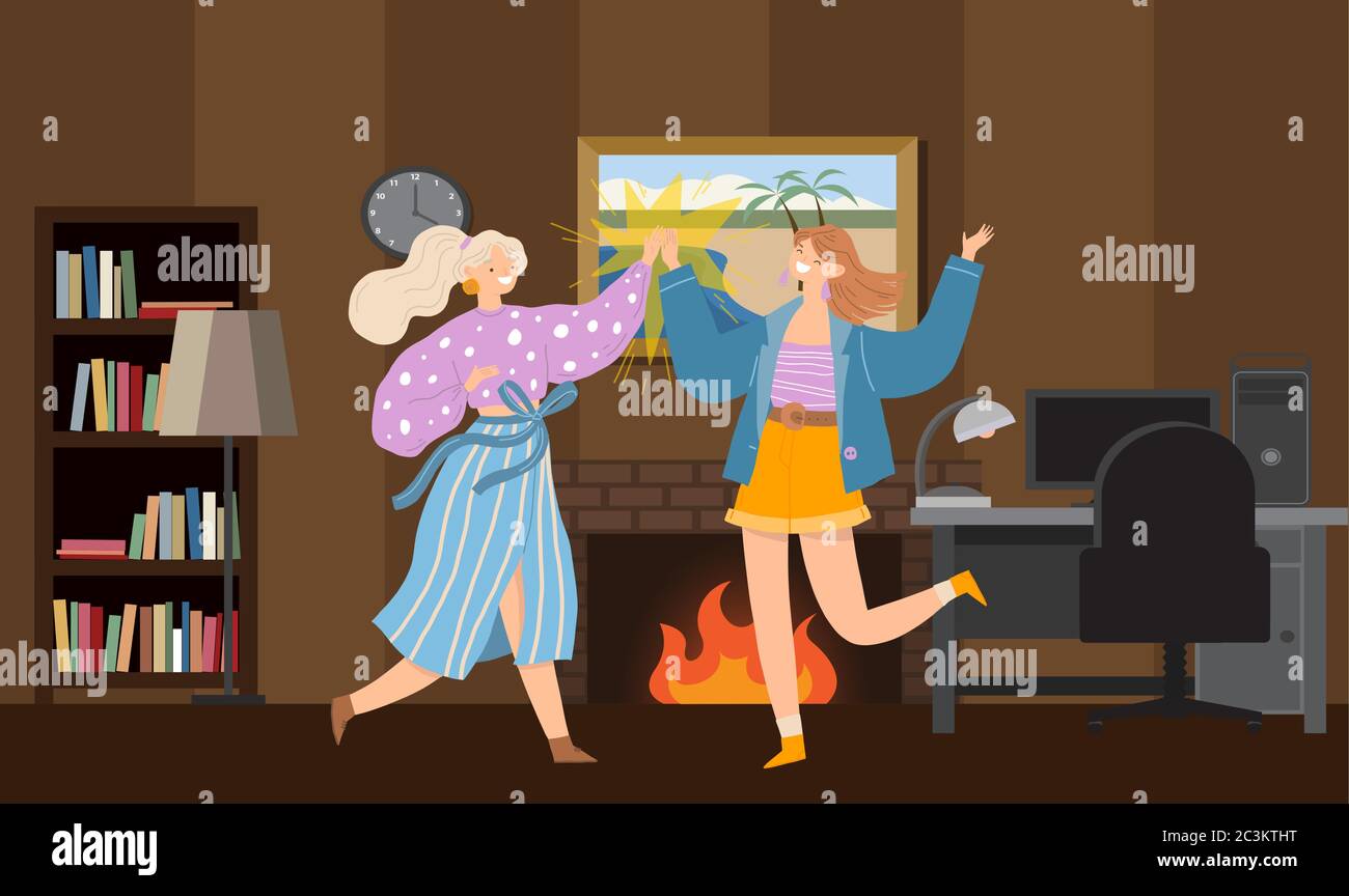 Two girls dancing together Stock Vector Images - Alamy