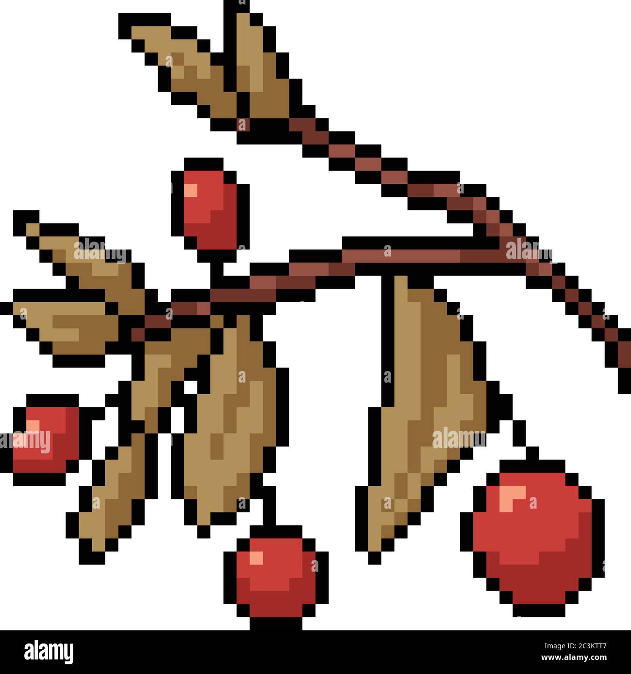 Vector Pixel Art Berry Branch Isolated Cartoon Stock Vector Image And Art Alamy