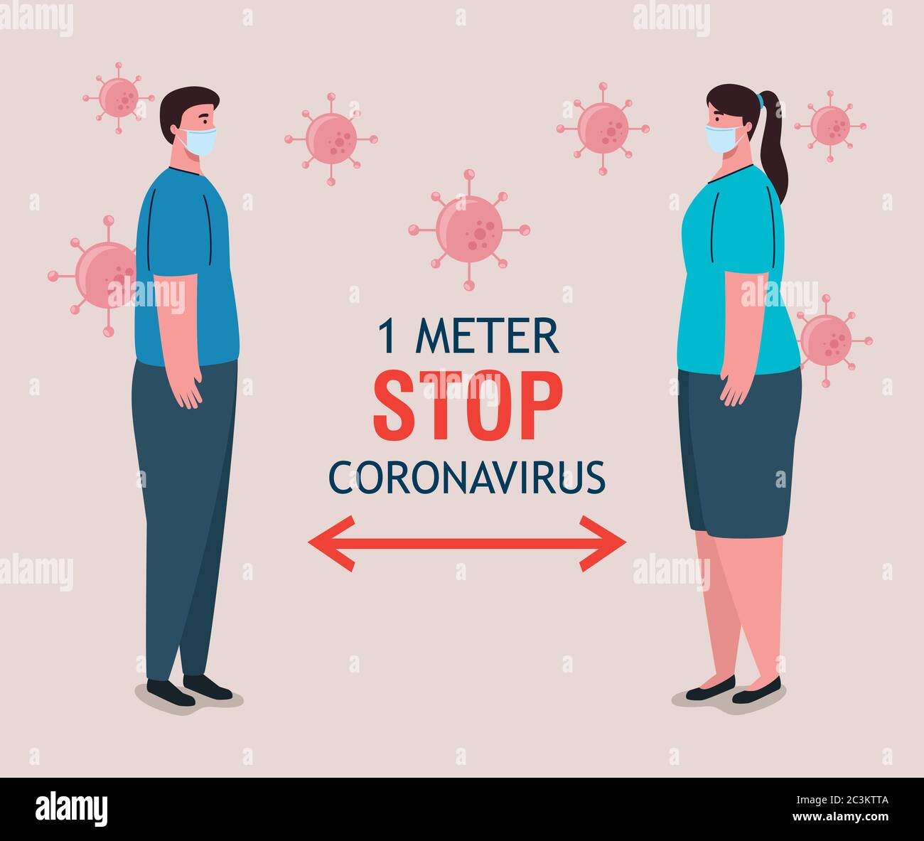 social distancing, stop coronavirus one meter distance, keep distance ...