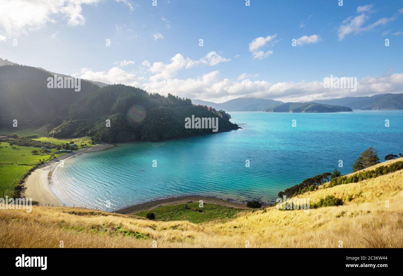 Beautiful Sunset at the Ocean Beach, New Zealand. Inspiring natural and ...