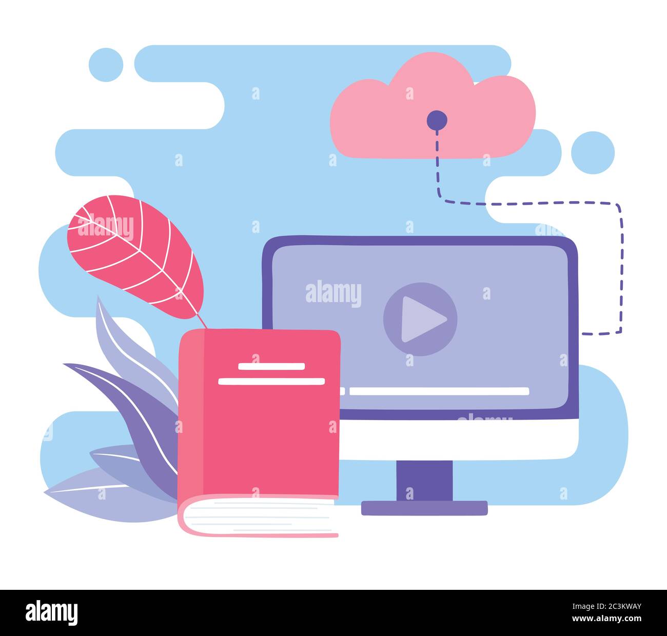 online training, computer cloud computing video and book connection ...