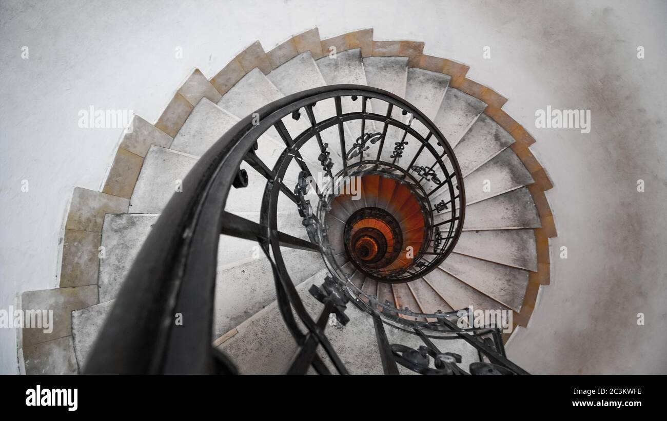 Spiral staircase in an old house. Fibonacci spiral Stock Photo - Alamy