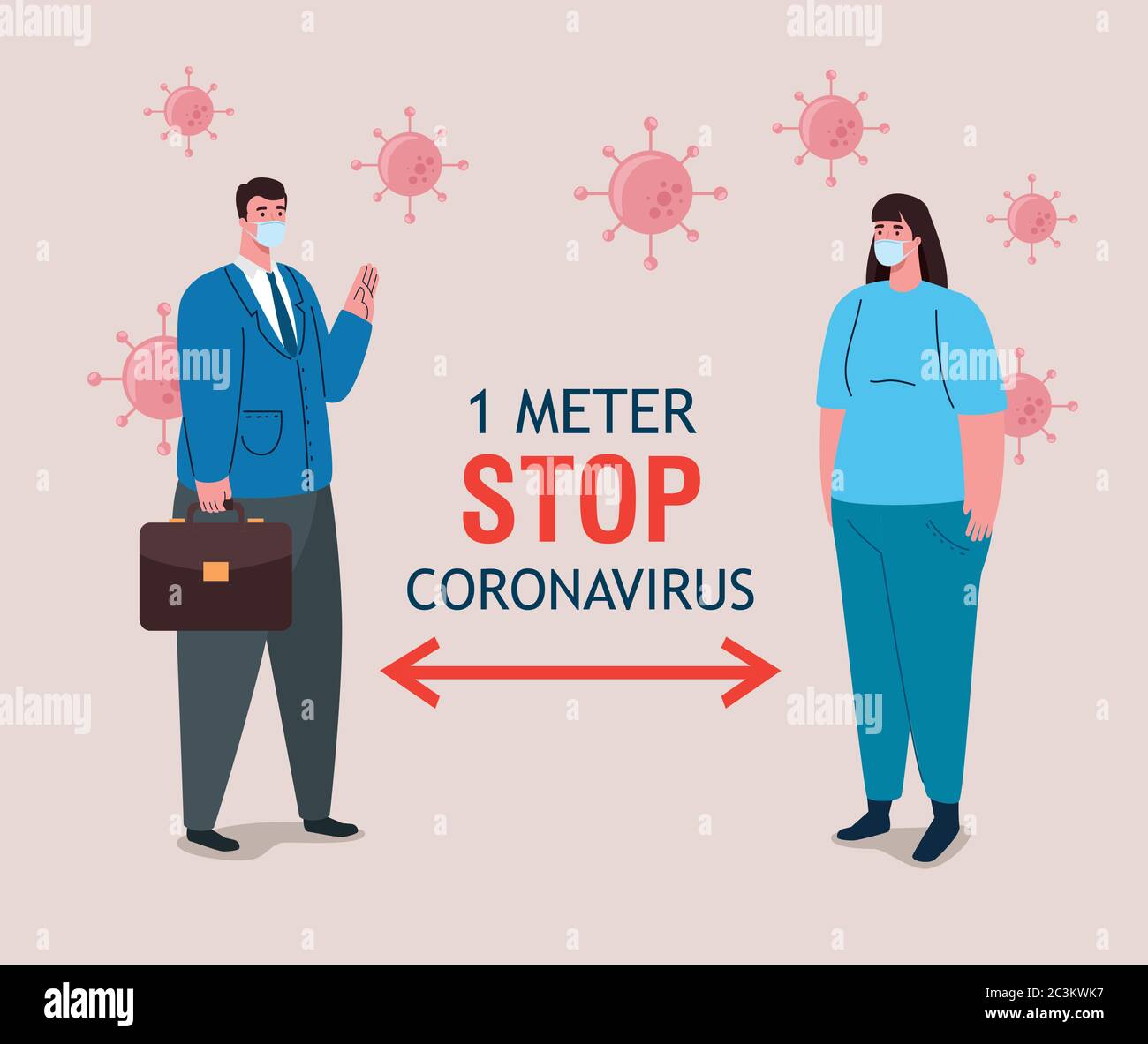 social distancing, stop coronavirus one meter distance, keep distance ...