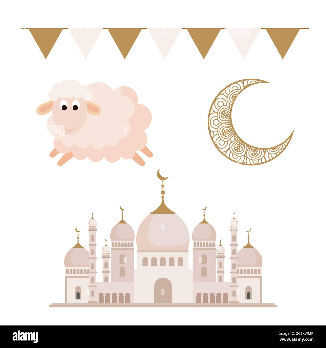 collection, eid al adha mubarak icons decoration Stock Vector Image ...