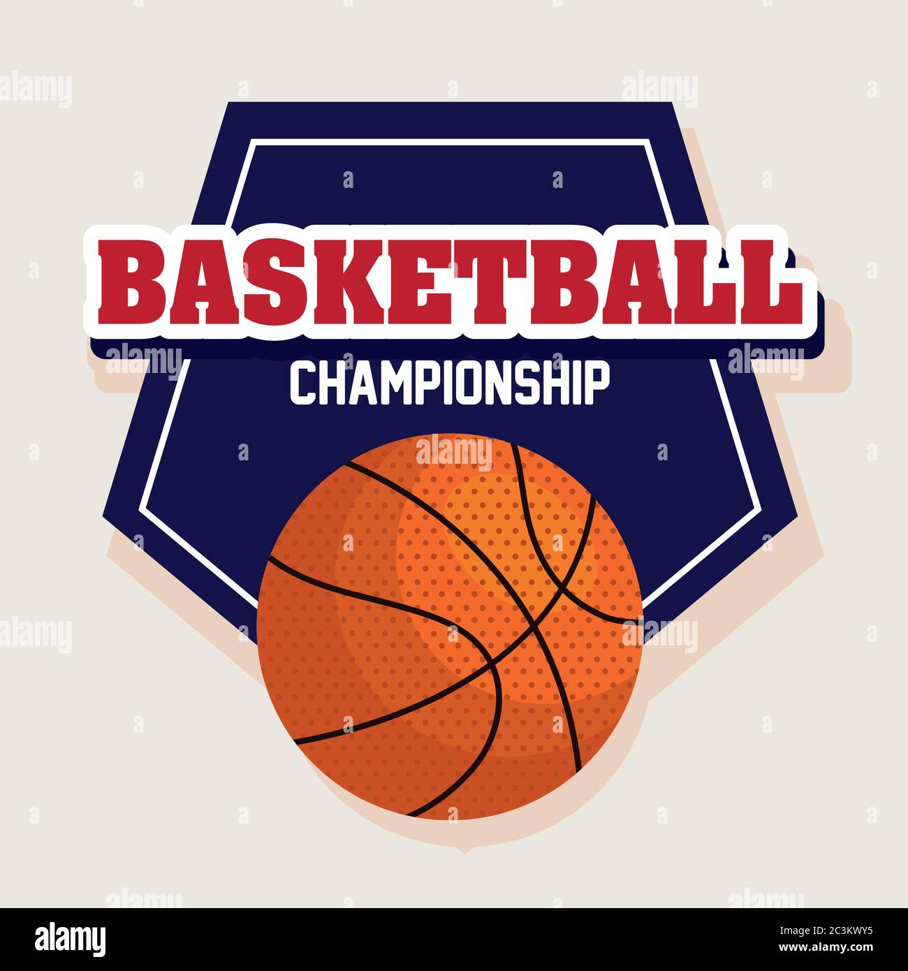 basketball championship, emblem, design with basketball ball Stock ...
