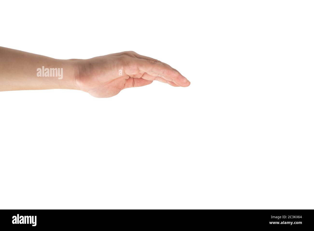 Asian man hand is cover action upside down his hand like an umbrella to ...