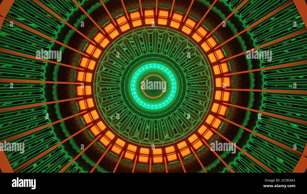 Graphic 3d rendering illustration of green and orange lights - perfect ...