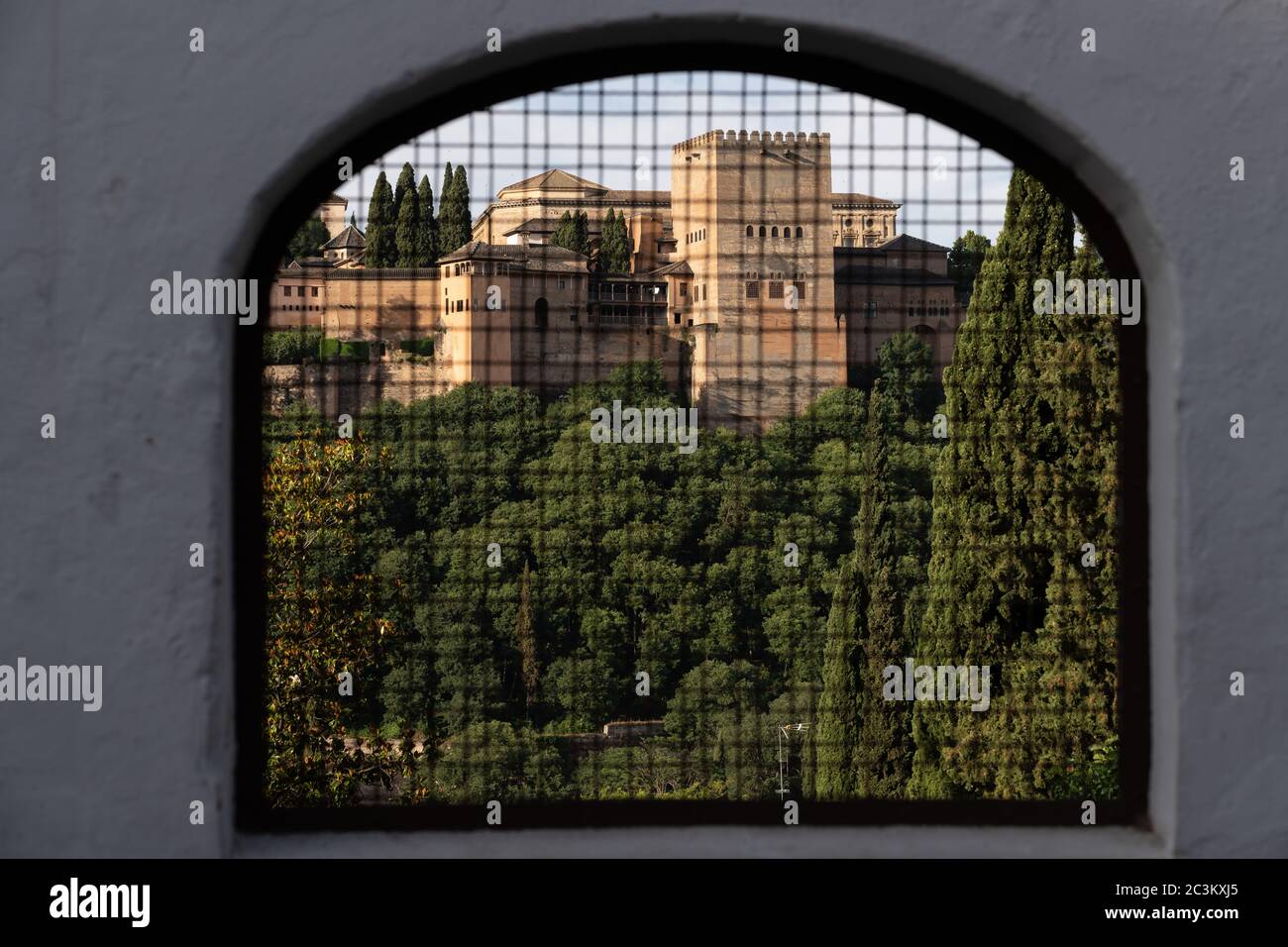 Alhambra palace from window in Sacromonte, Granada Stock Photo - Alamy