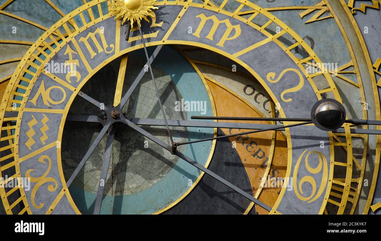 Astronomical Clock Tower detail in Old Town of Prague, Czech Republic ...