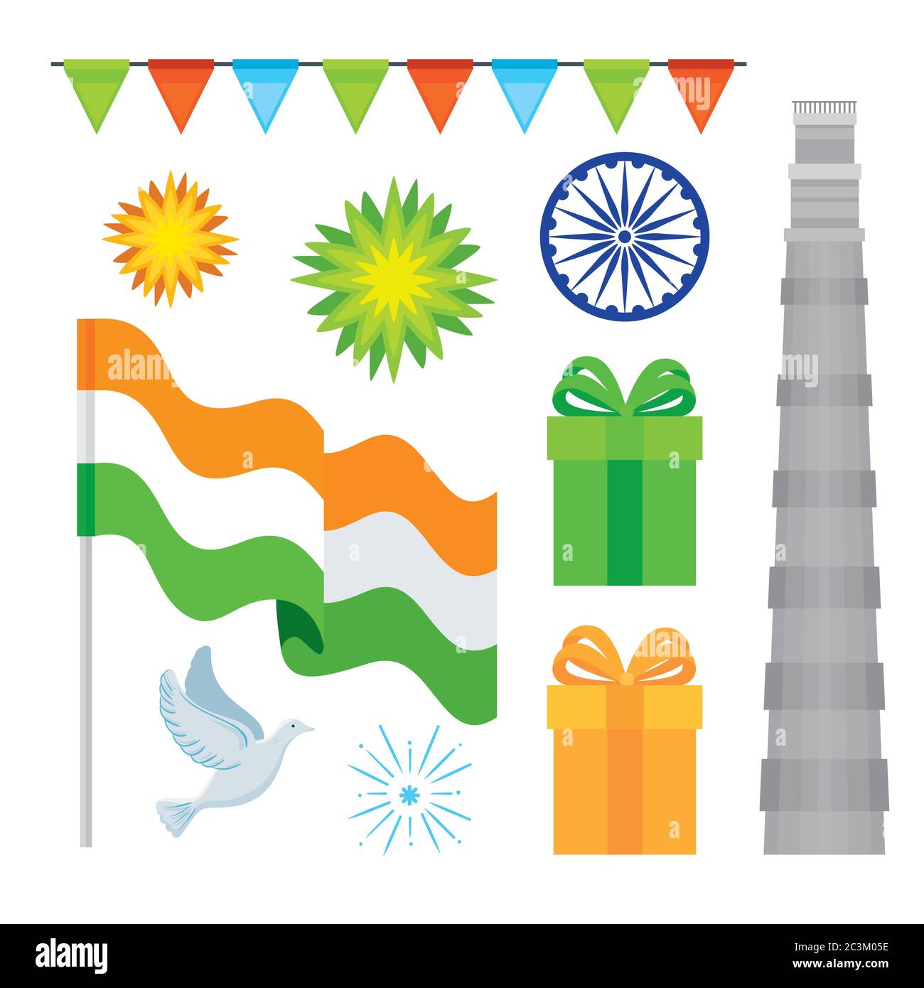india independence day, 15th august, icons set traditional Stock Vector ...