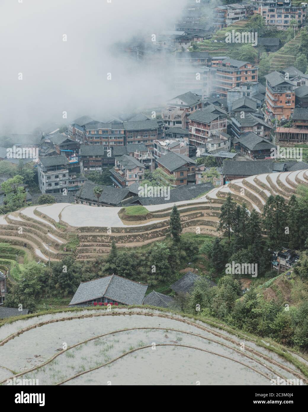 Beautiful shot of a Chinese town surrounded by amazing nature Stock ...