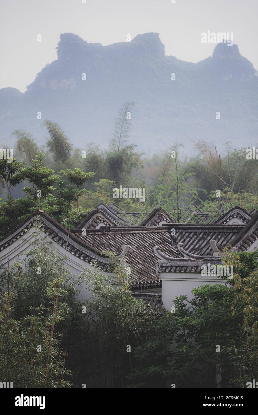 Beautiful shot of a Chinese building architecture surrounded by amazing ...