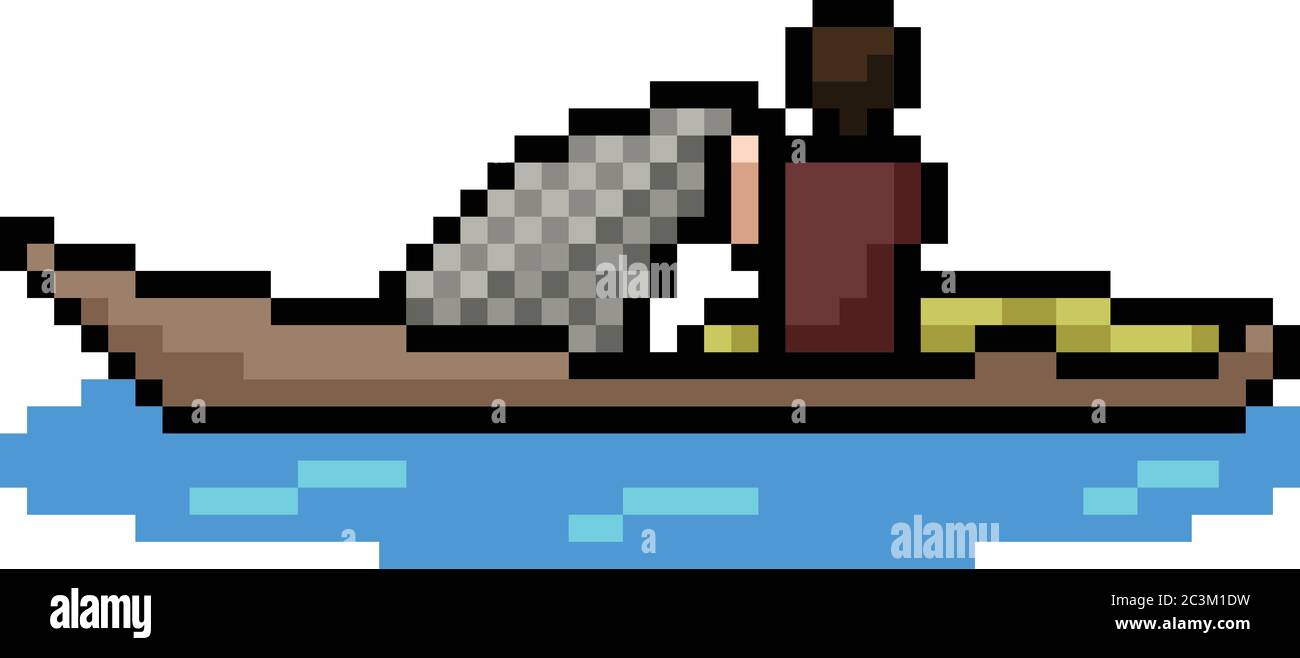 Pixel art fishing boat hi-res stock photography and images - Alamy