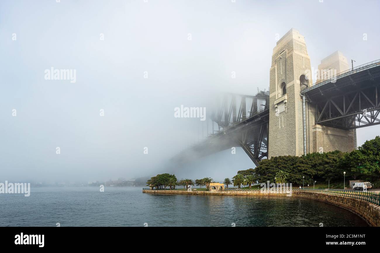 Fog over Sydney Harbour Bridge Stock Photo - Alamy