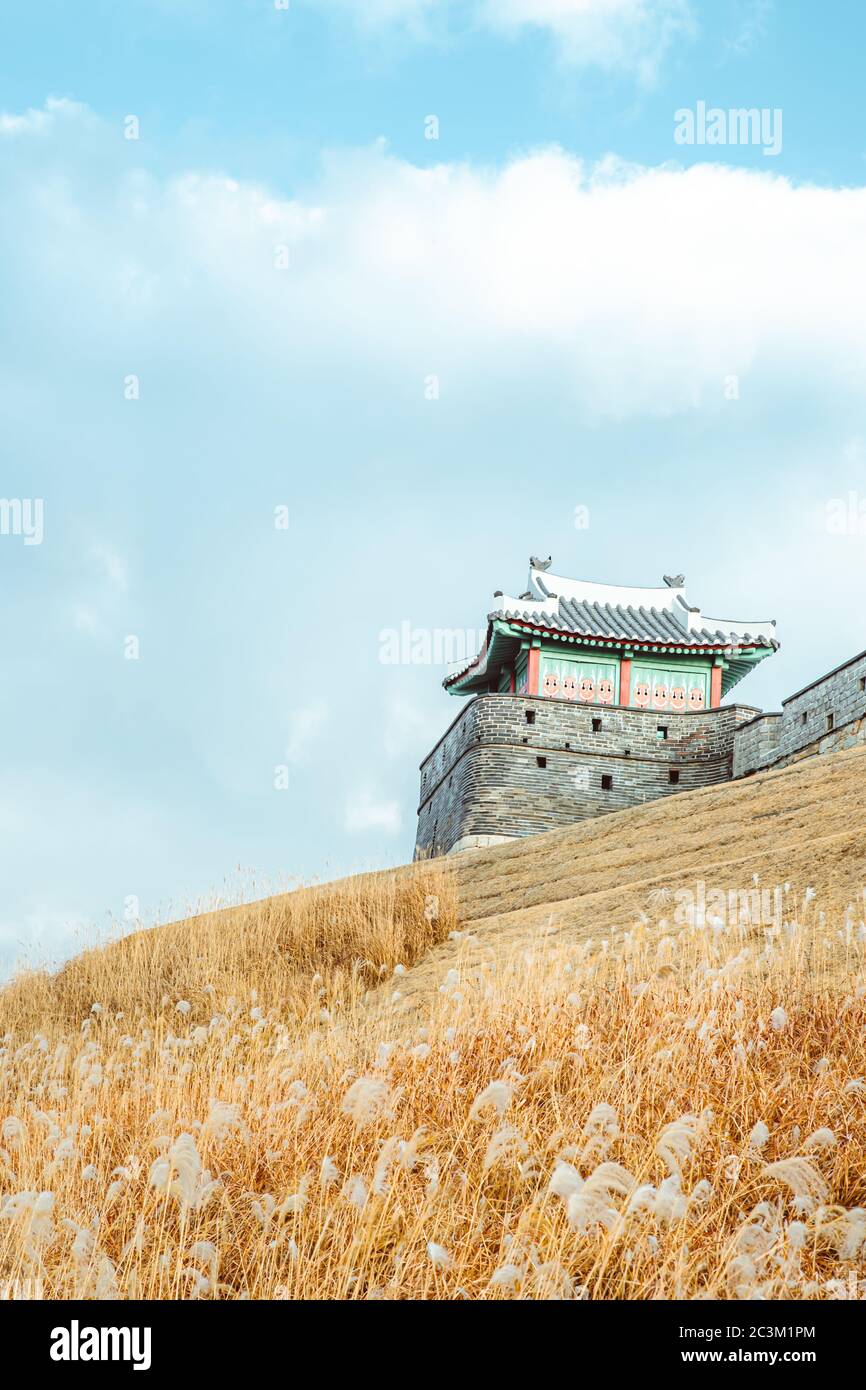 Vertical low angle shot of a beautiful palace on top of a hill under ...
