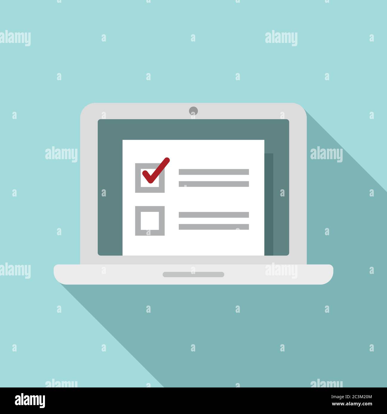 Laptop online survey icon. Flat illustration of laptop online survey ...