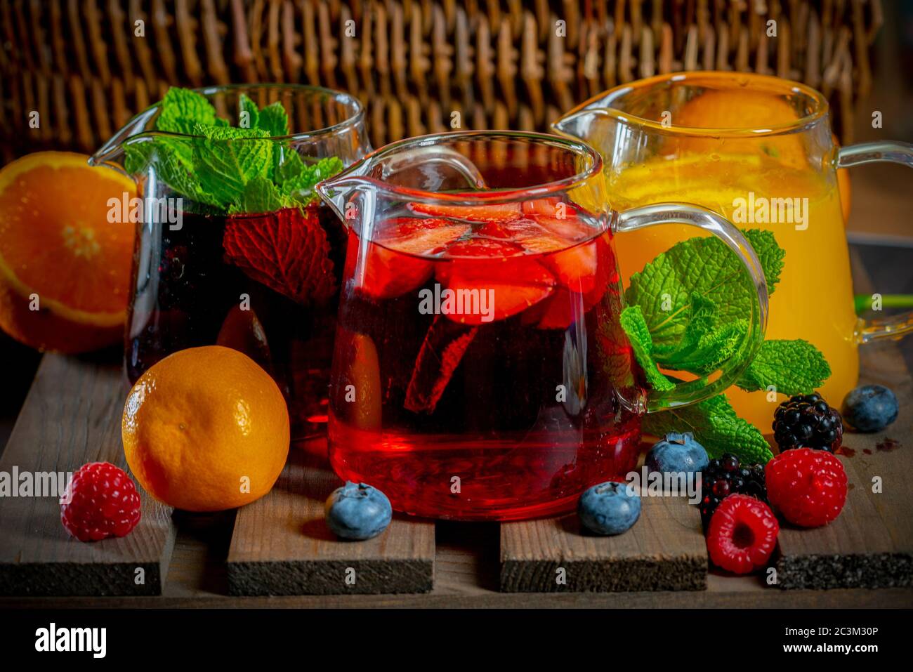 Fruit tea in a glass teapot Stock Photo - Alamy