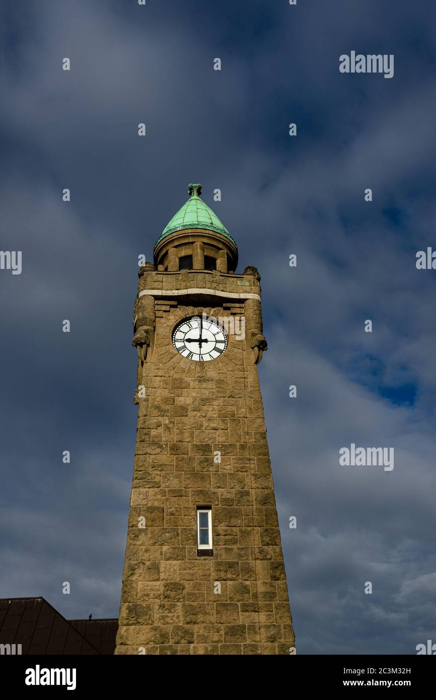 Landing bridges tower clock Stock Photo - Alamy