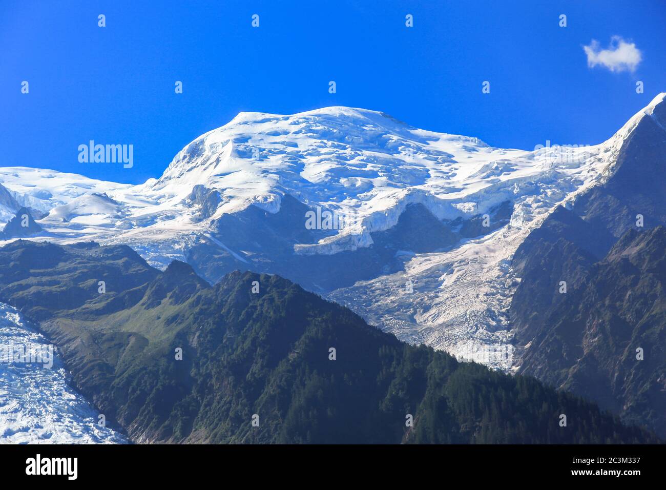 Stunning view of the peak Mont Blanc (the highest mountain in the Alps ...
