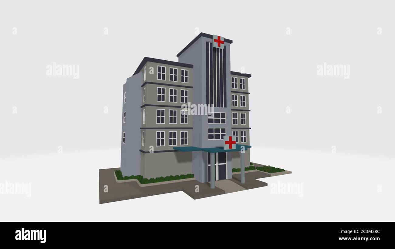 Hospital building ambulance 3d illustration hi-res stock photography ...