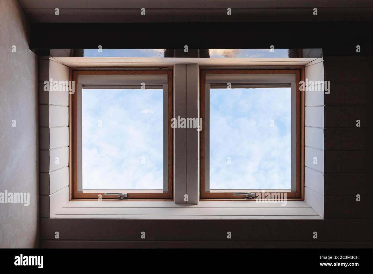 Wooden roof blue ceiling hi-res stock photography and images - Alamy
