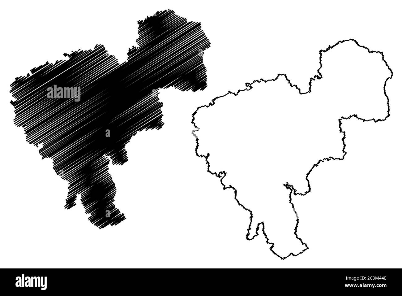 Changchun City (People's Republic of China, Jilin Province) map vector ...