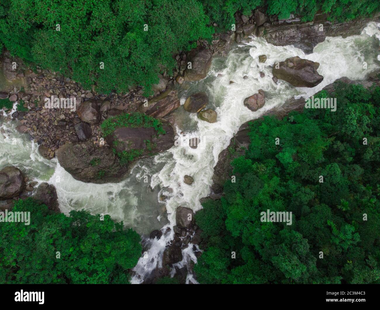 Amazing aerial shot of a river surrounded by beautiful nature Stock ...