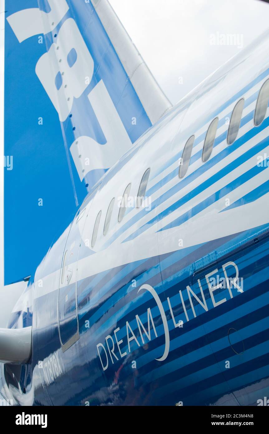 SINGAPORE - FEBRUARY 12: Rear detail of Boeing 787 Dreamliner at ...