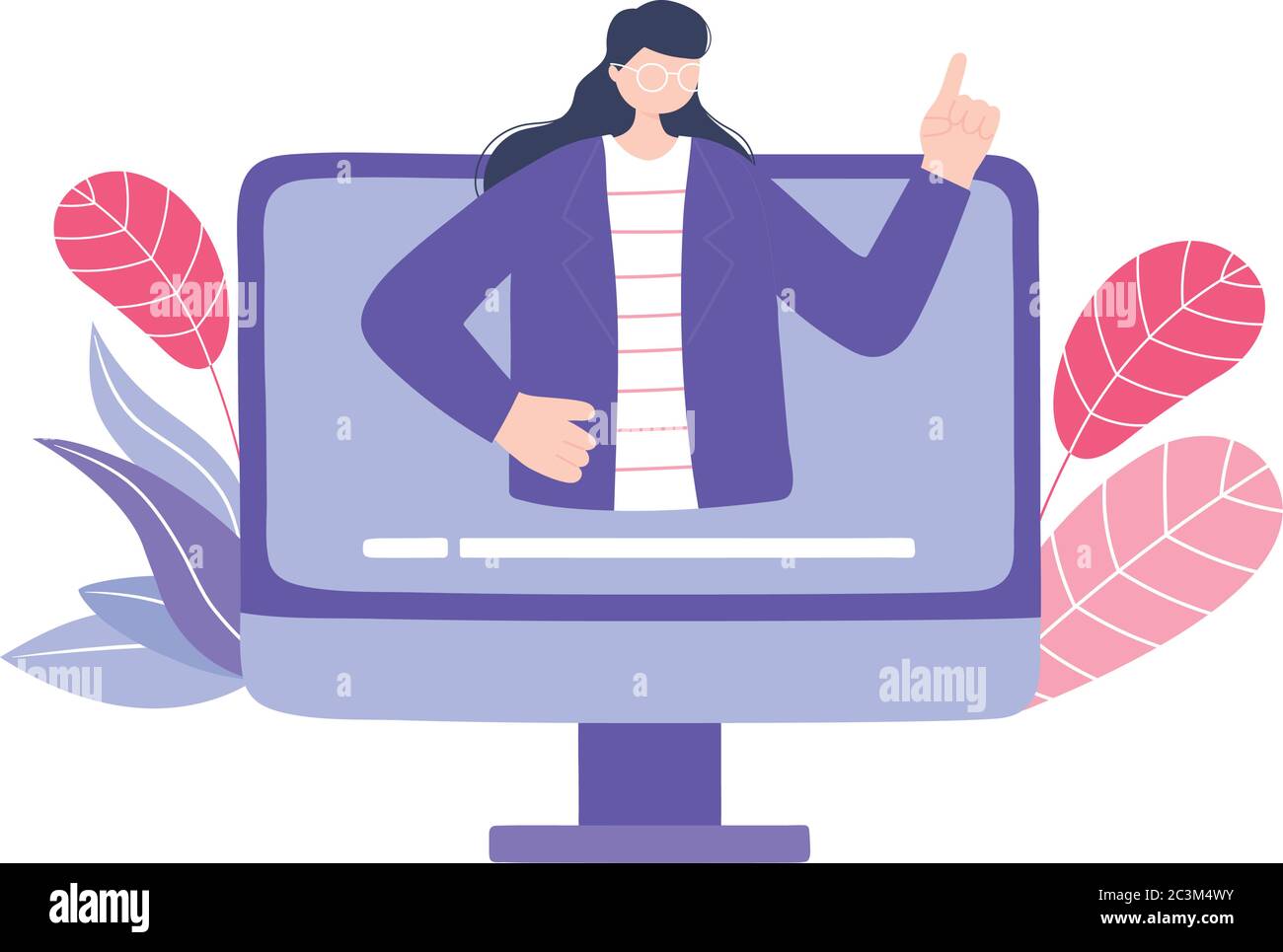 online training, computer teacher woman class virtual, education and ...